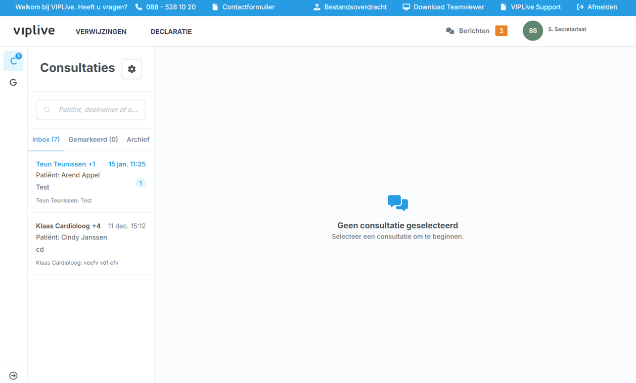 Consultatie ontvangen door de netwerkpartner – VIPLive Support